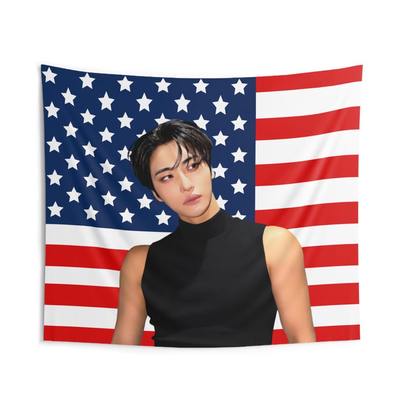 Seonghwa Tank Top American Flag, Ateez Concert Banner, Ateez Kpop Flag ...
