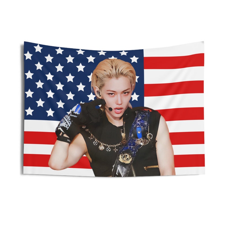 Stray Kids Felix Wearing Sleeveless Outfit American Flag, Felix ...