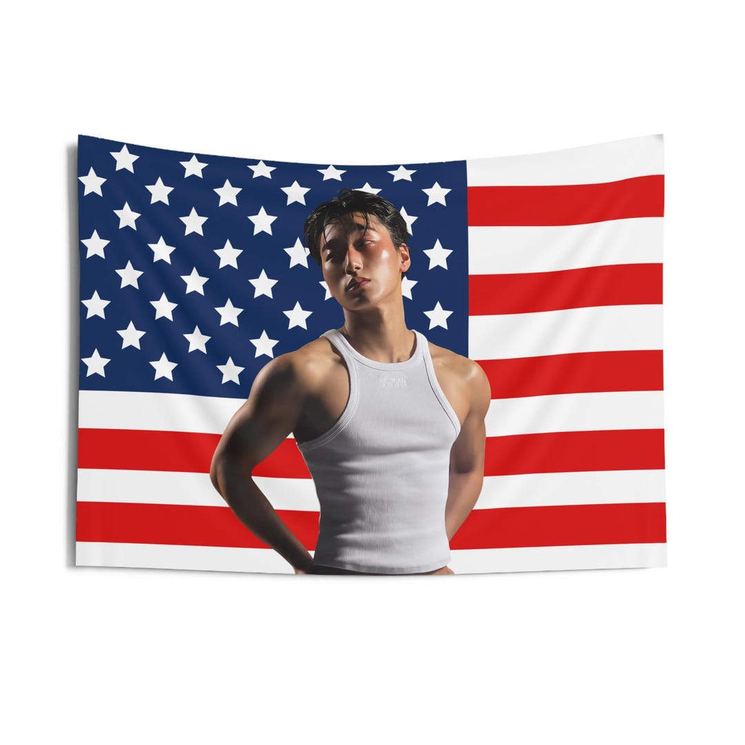 Ateez San Biceps American Flag, Ateez Concert Banner, Ateez Kpop Flag ...