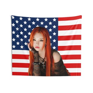 Itzy Yeji Red Hair Photo Flag Banner, Itzy Yeji American Tapestry, Itzy ...