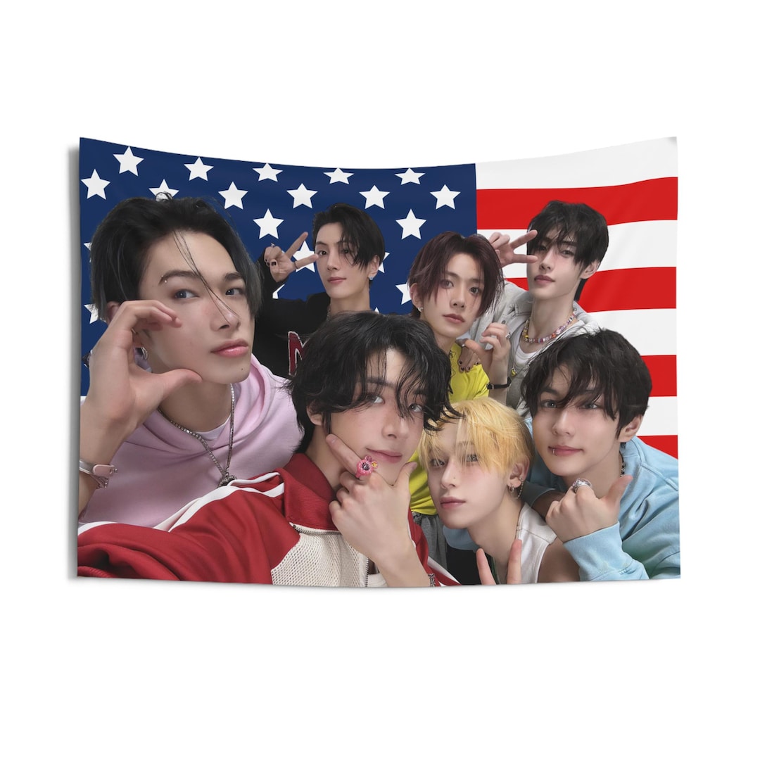 Enhypen Members Cute Photo American Flag, Enhypen Concert Banner ...