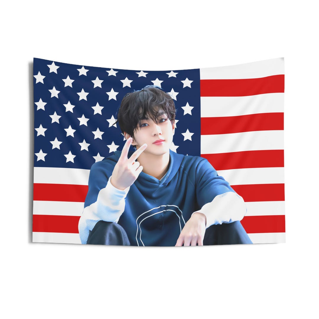 Jungwon Cute Face American Flag, Enhypen Concert Banner, Enhypen Kpop ...