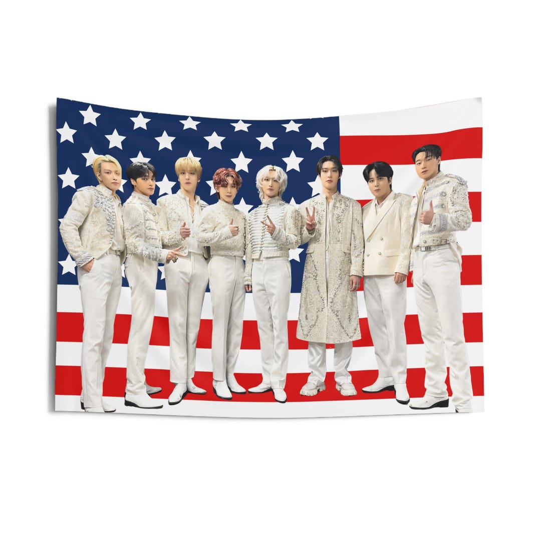 Ateez Members Towards the Light American Flag, Ateez Concert Banner ...