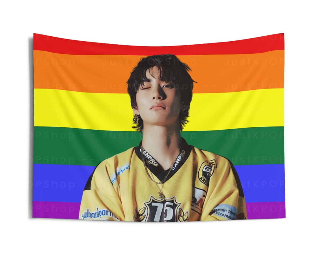 Riize Anton in Yellow Outfit Pride Flag, Anton Pride Tapestry, Anton ...