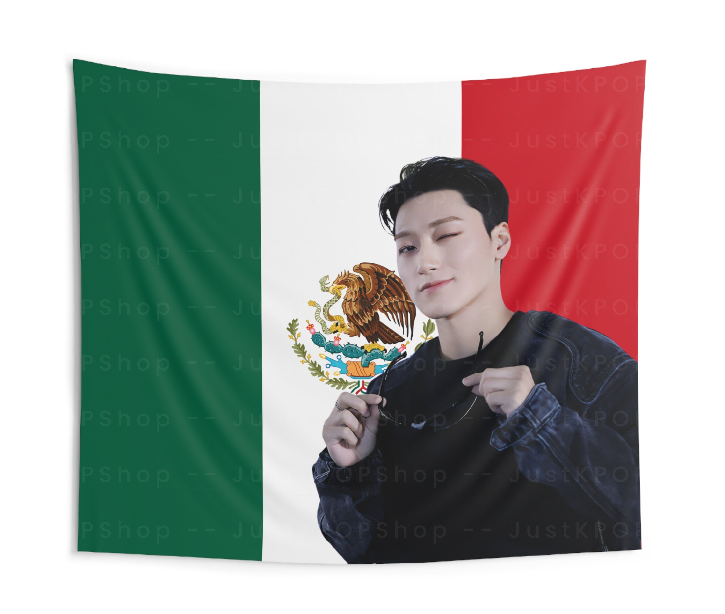 Ateez San Wink Mexican Flag, Ateez Concert Banner, Ateez Kpop Flag ...