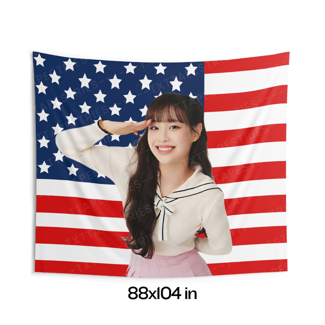 Loona Chuu Salute Flag Banner, Chuu American Flag Tapestry, Chuu Merch ...