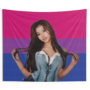 Twice Sana Beautiful Smile Bisexual Flag, Sana Bisexual Tapestry, Sana ...