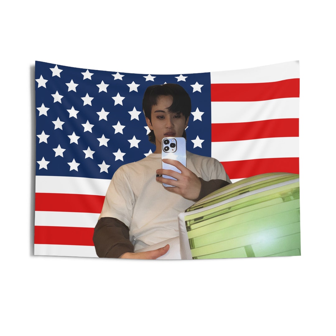 Nct Mark Lee With a Lightstick American Flag, Nct Concert Banner, Nct ...