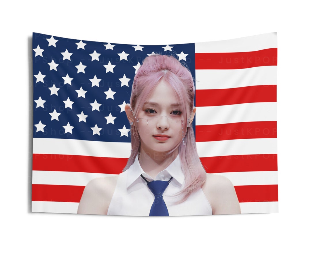 Twice Tzuyu Pink Hair American Flag, Tzuyu American Tapestry, Tzuyu ...
