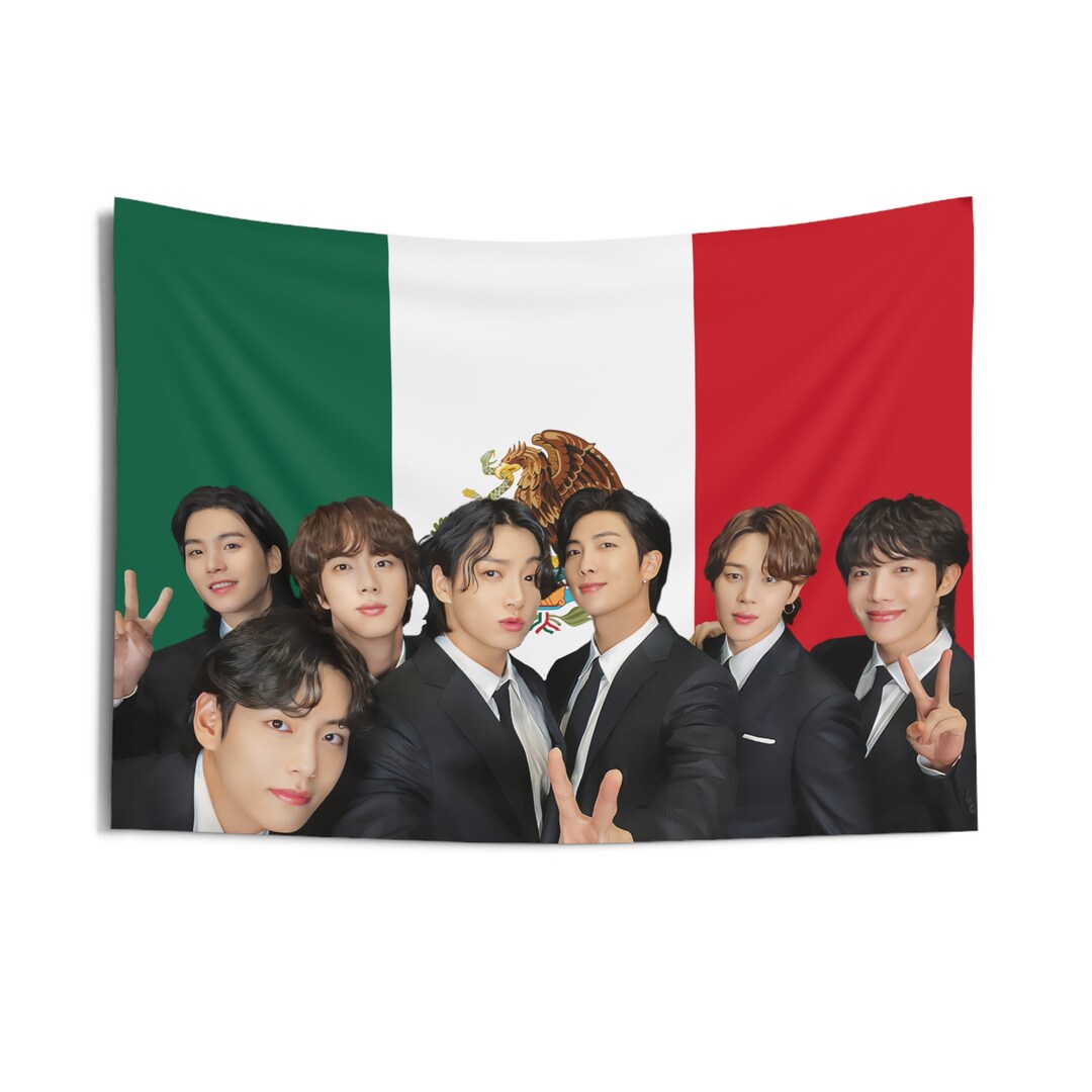 Bts Members Group Photo Flag Banner, BTS Members Mexican Tapestry, BTS ...