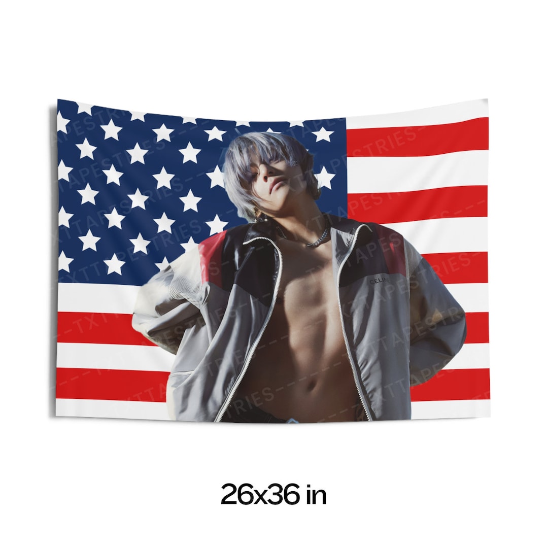 BTS V Magazine Photoshoot Flag Banner, Taehyung American Tapestry ...