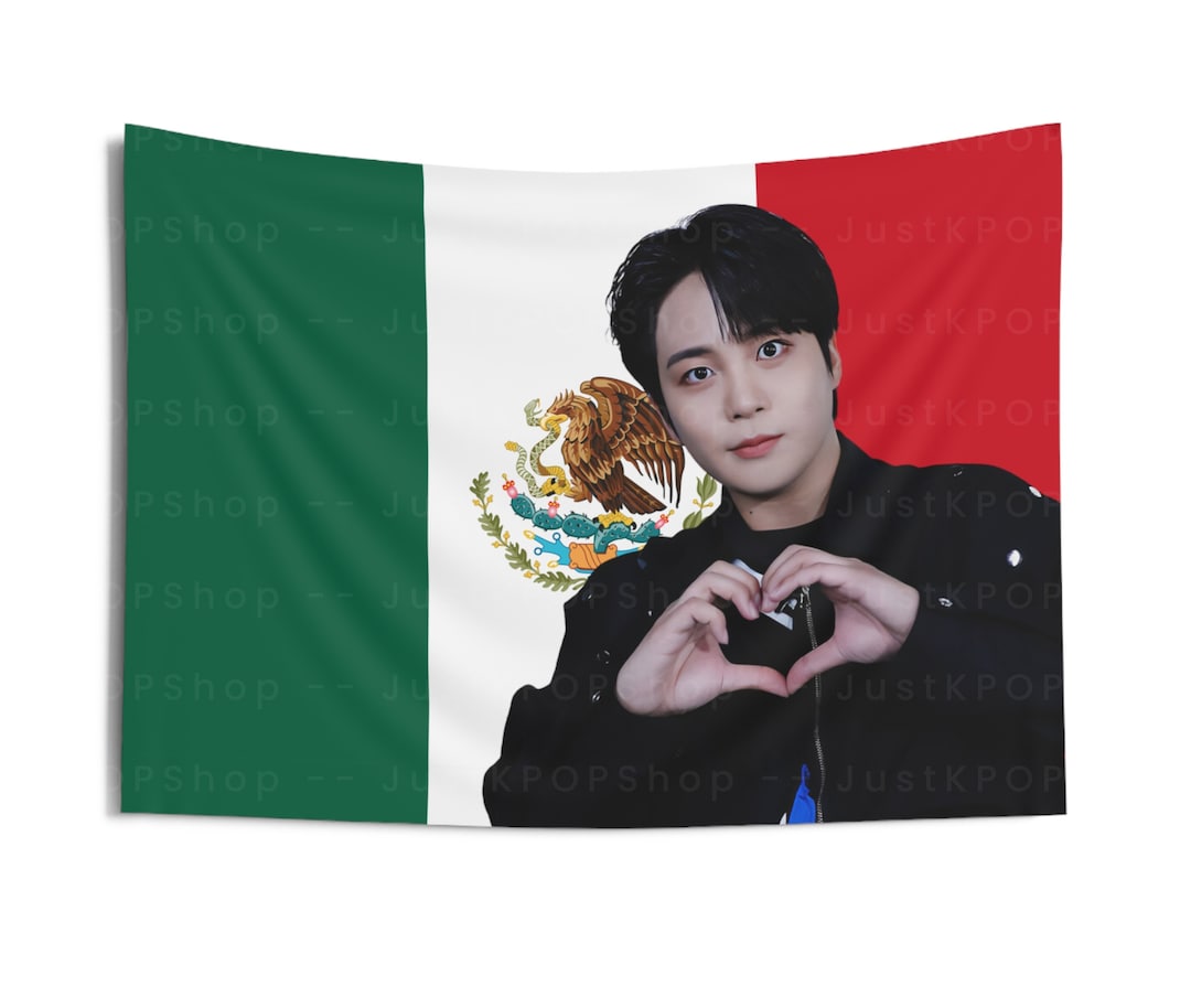 Ateez Jongho Heart Pose Mexican Flag, Jongho Ateez Concert Banner ...