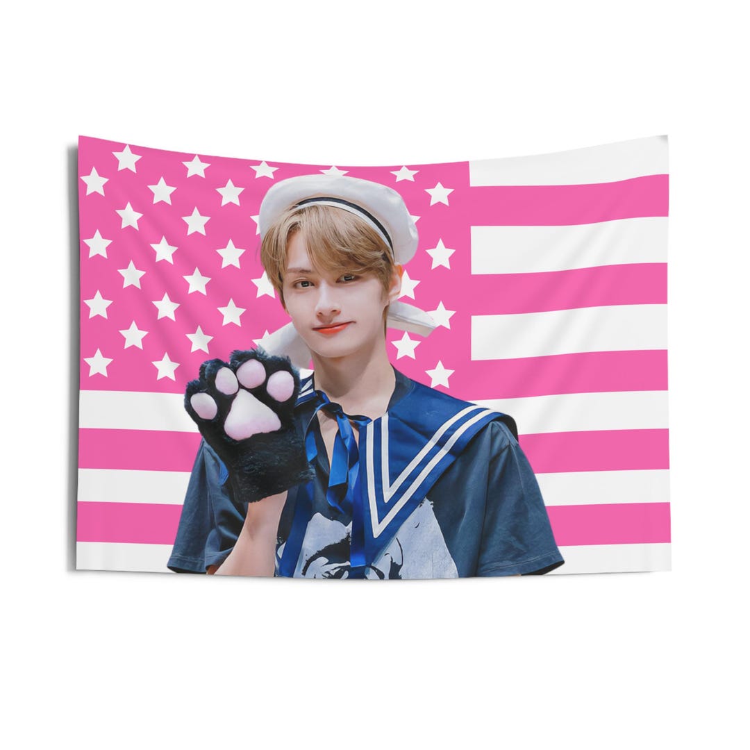 SVT Jun Adorable Costume Pink American Flag, Seventeen Concert Banner ...