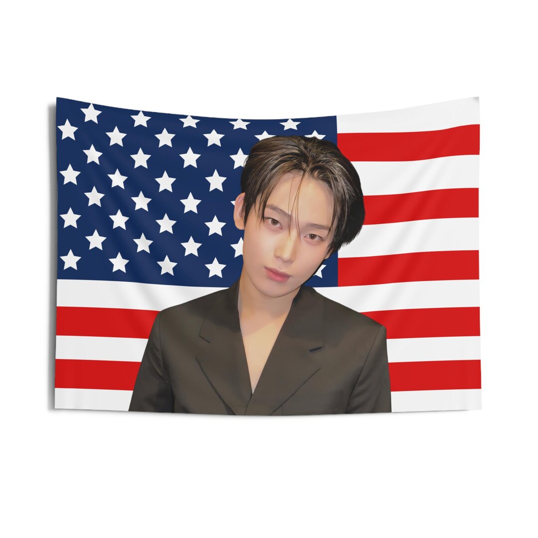 Sunoo Black Suit American Flag, Enha Concert Banner, Enha Kpop Flag ...