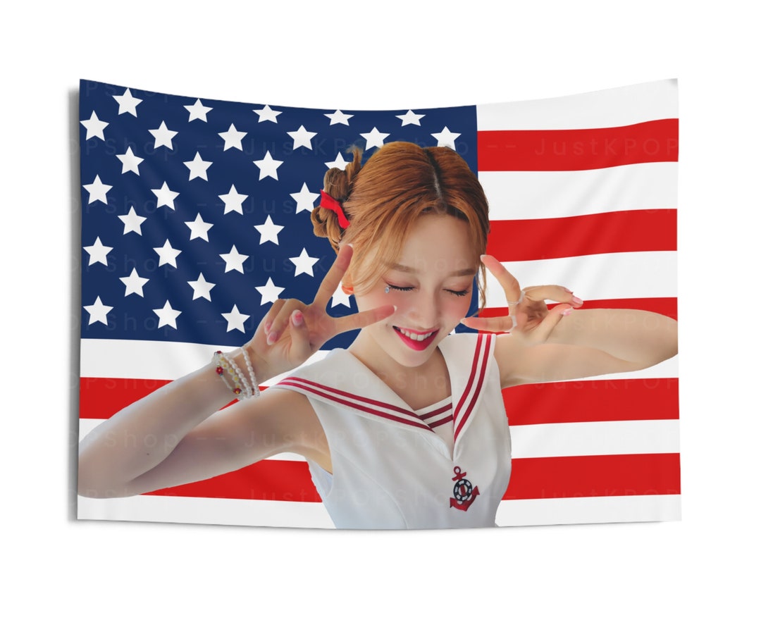 Loona Go Won Adorable Pose American Flag, Go Won American Flag Tapestry ...