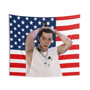 Nct Johnny Face Card American Flag, Nct Concert Banner, Nct Kpop Flag ...