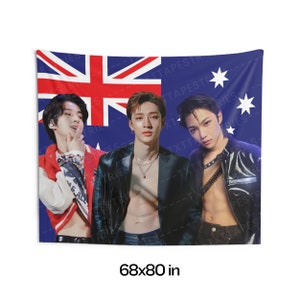 Stray Kids Bang Chan Felix Jake Abs Flag Banner, Bang Chan Australian ...