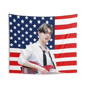 Enha Niki Guitar American Flag, Enha Concert Banner, Enha Kpop Flag ...