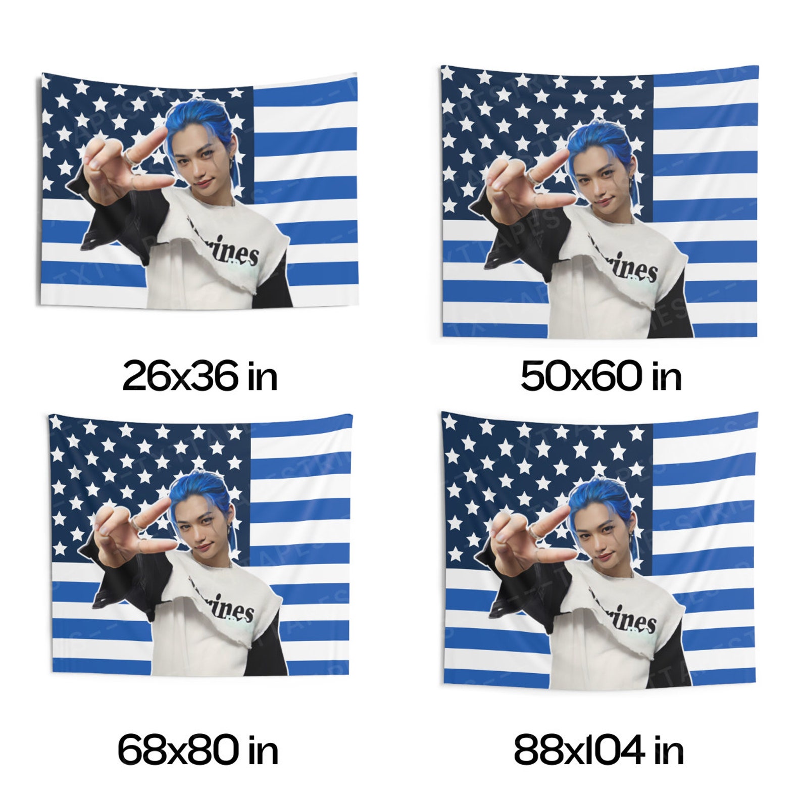 Stray Kids Felix Captivating Blue Hair American Flag, Felix American ...