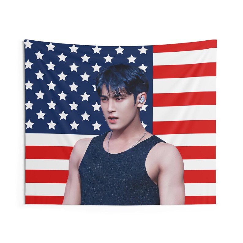 Mingyu Black Tanktop American Flag, Seventeen Concert Banner, Seventeen ...