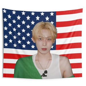 Enhypen Sunoo Blonde American Flag, Enhypen Sunoo American Tapestry ...