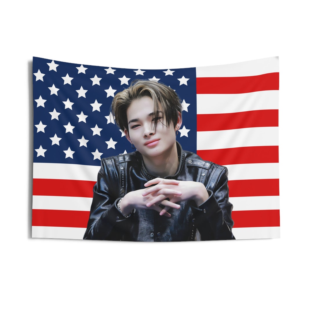 Enhypen Niki in Black Leather Jacket American Flag, Niki American ...