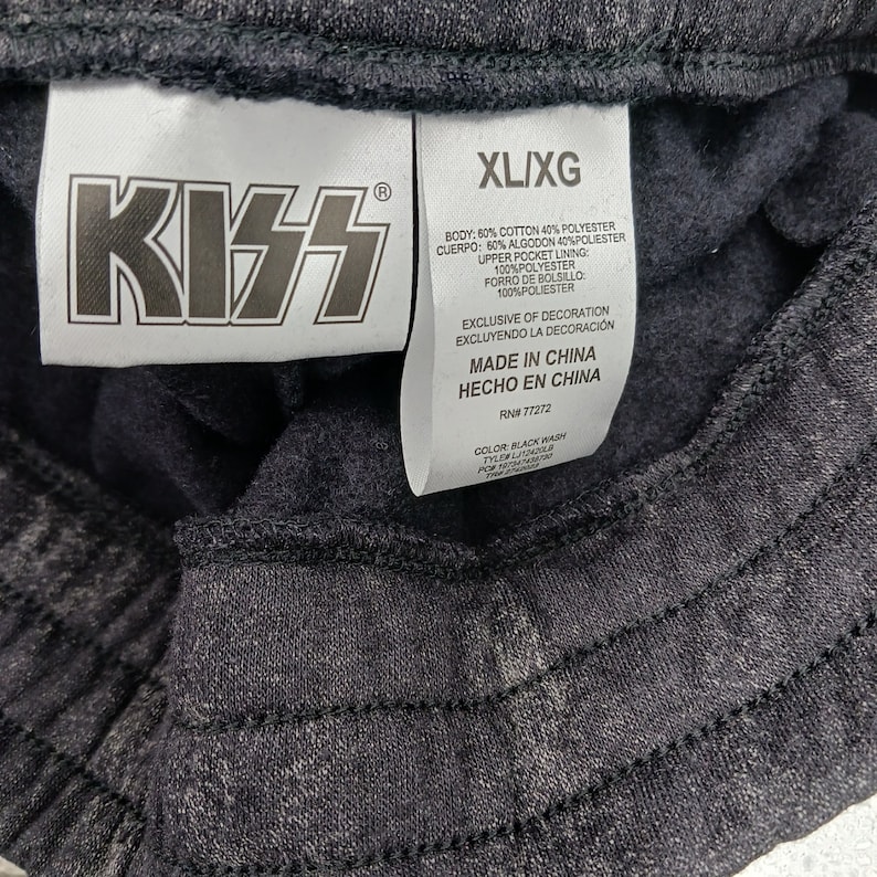 KISS Joggers Sweat Pants LOGO Charcoal Black Embroidered Ladies NEW ...