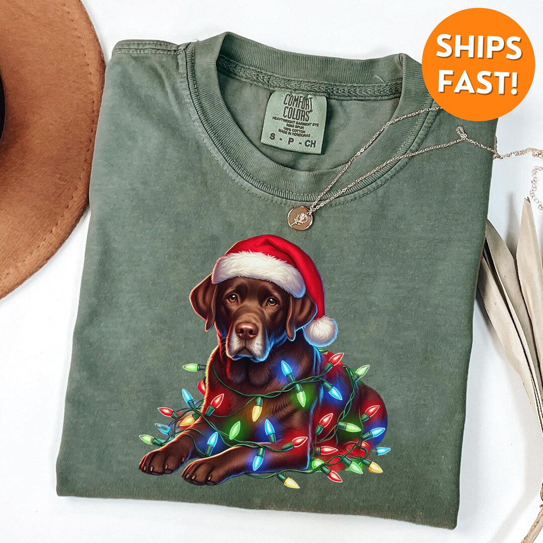 Comfort Colors® Chocolate Labrador Shirt, Chocolate Labrador Christmas ...