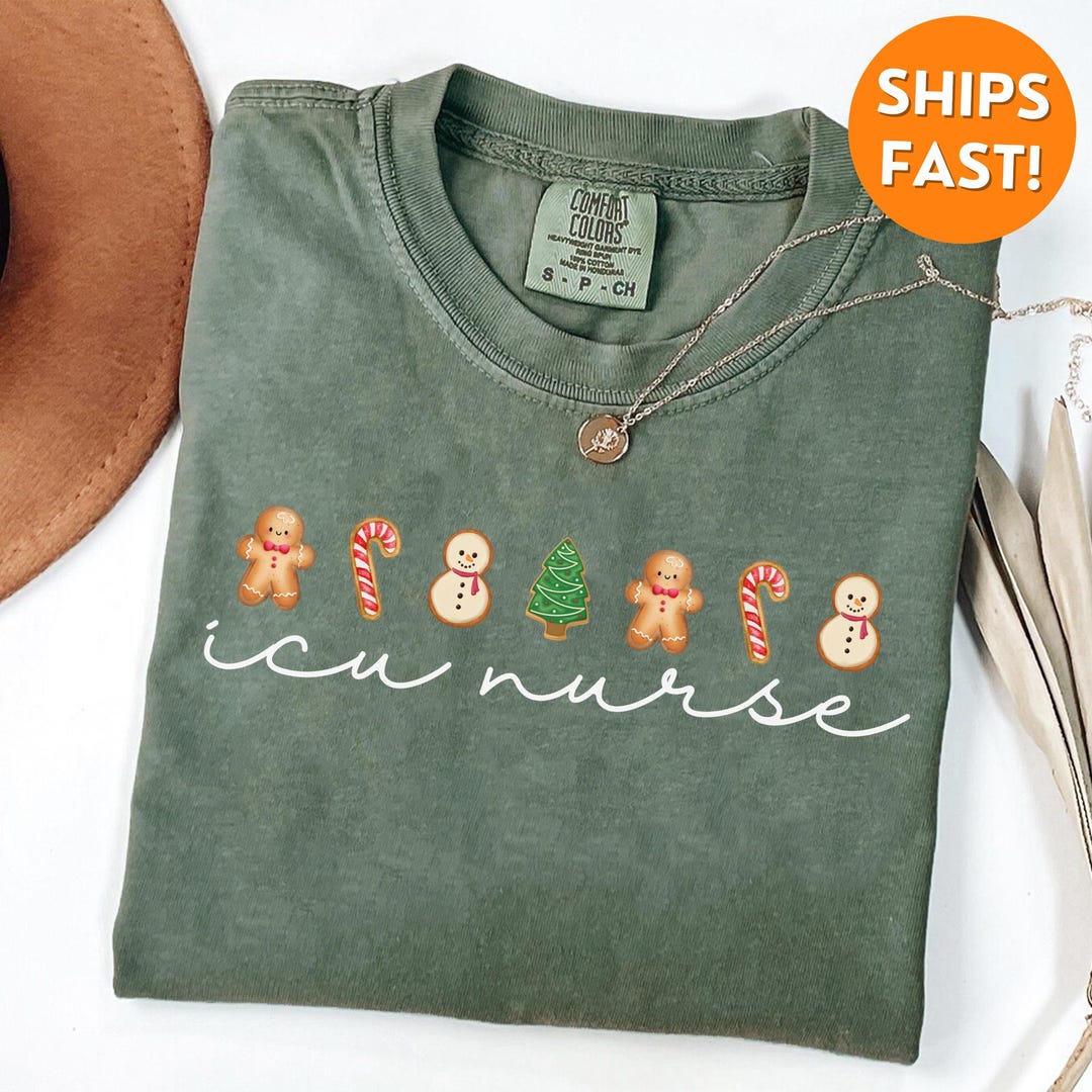 Comfort Colors® ICU Nurse Tshirt, Icu Nurse Christmas Shirt, Christmas ...