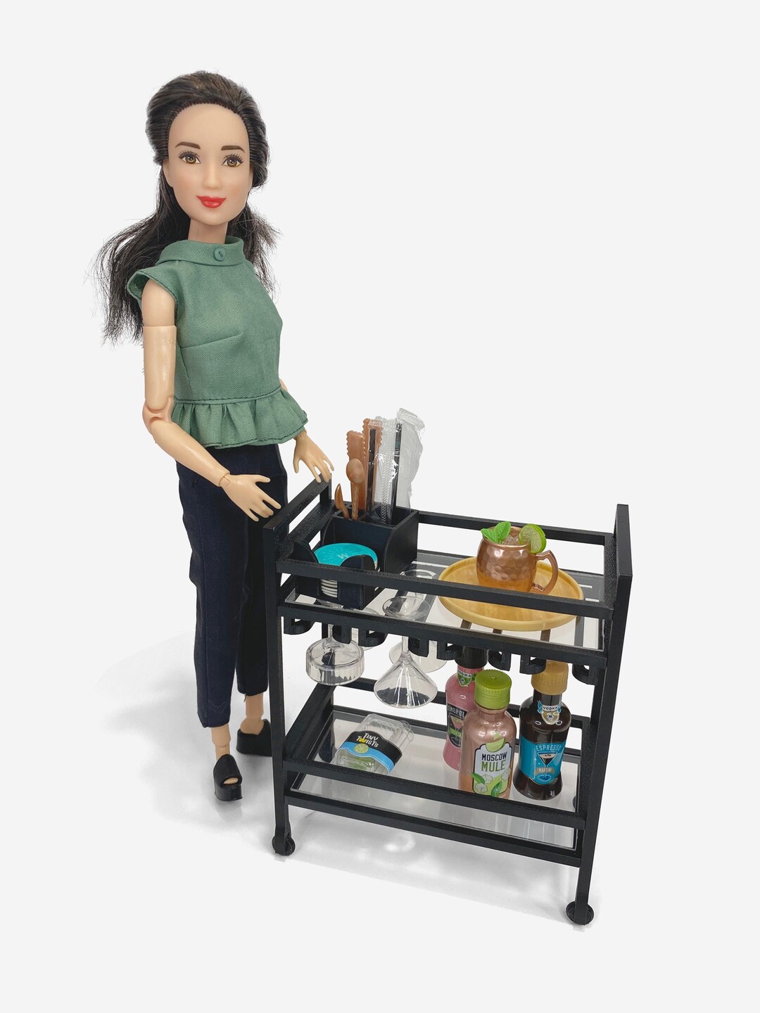 Rolling Bar Cart for Mini Verse Make It Mini Miniverse, Black - Etsy