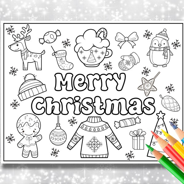 Christmas Placemat Coloring - Etsy