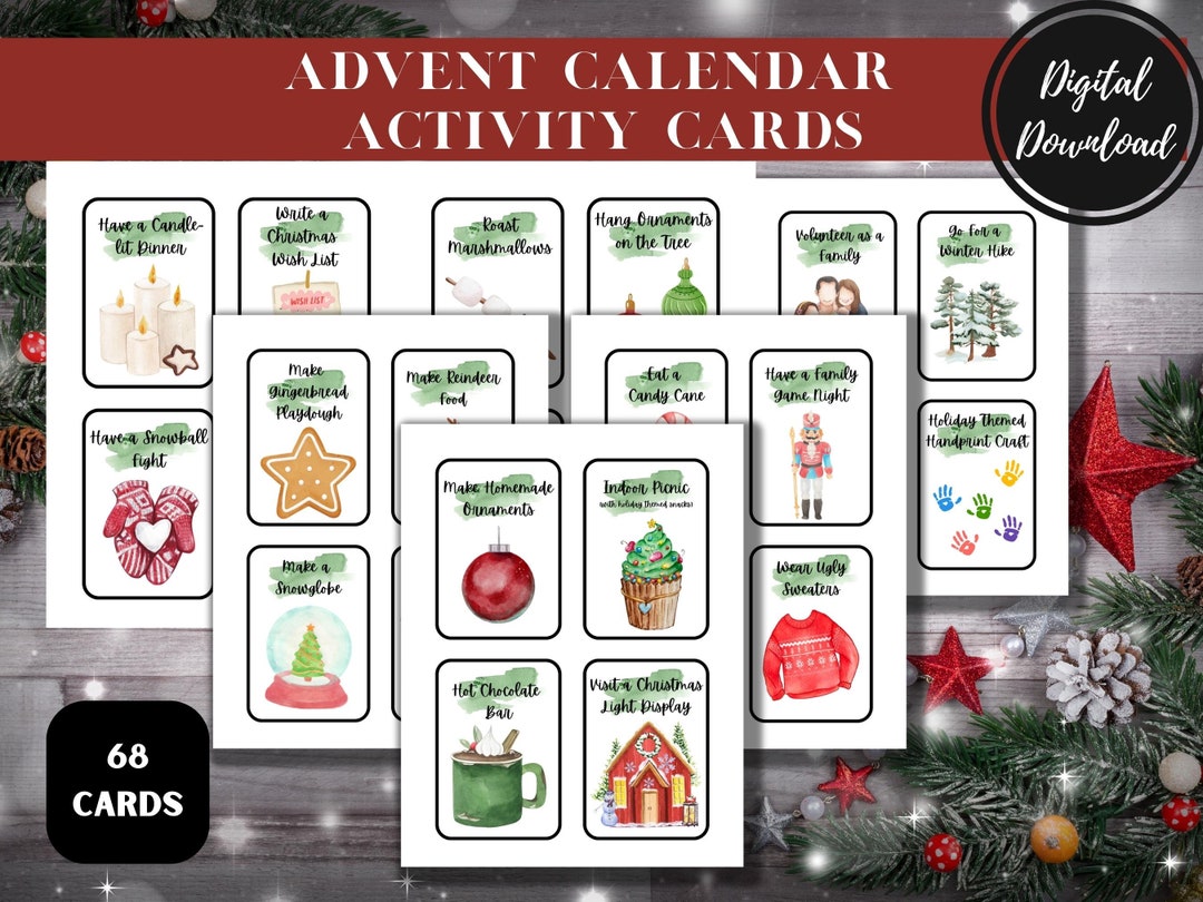Christmas Advent Calendar Activity Cards, Christmas Countdown Printable ...