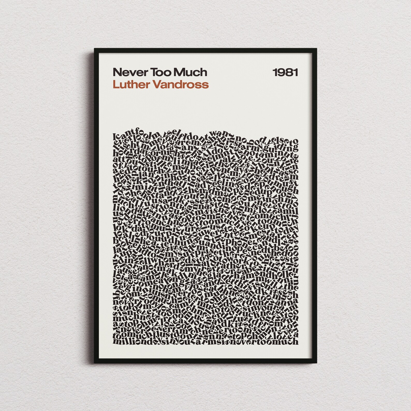 Luther Vandross Never Too Much Song Lyrics Print, Luther Vandross ...