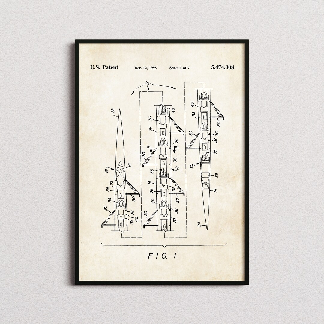 8 Man Rowing Shell Patent Print, Rowing Print, Rowing Poster, Rowing ...