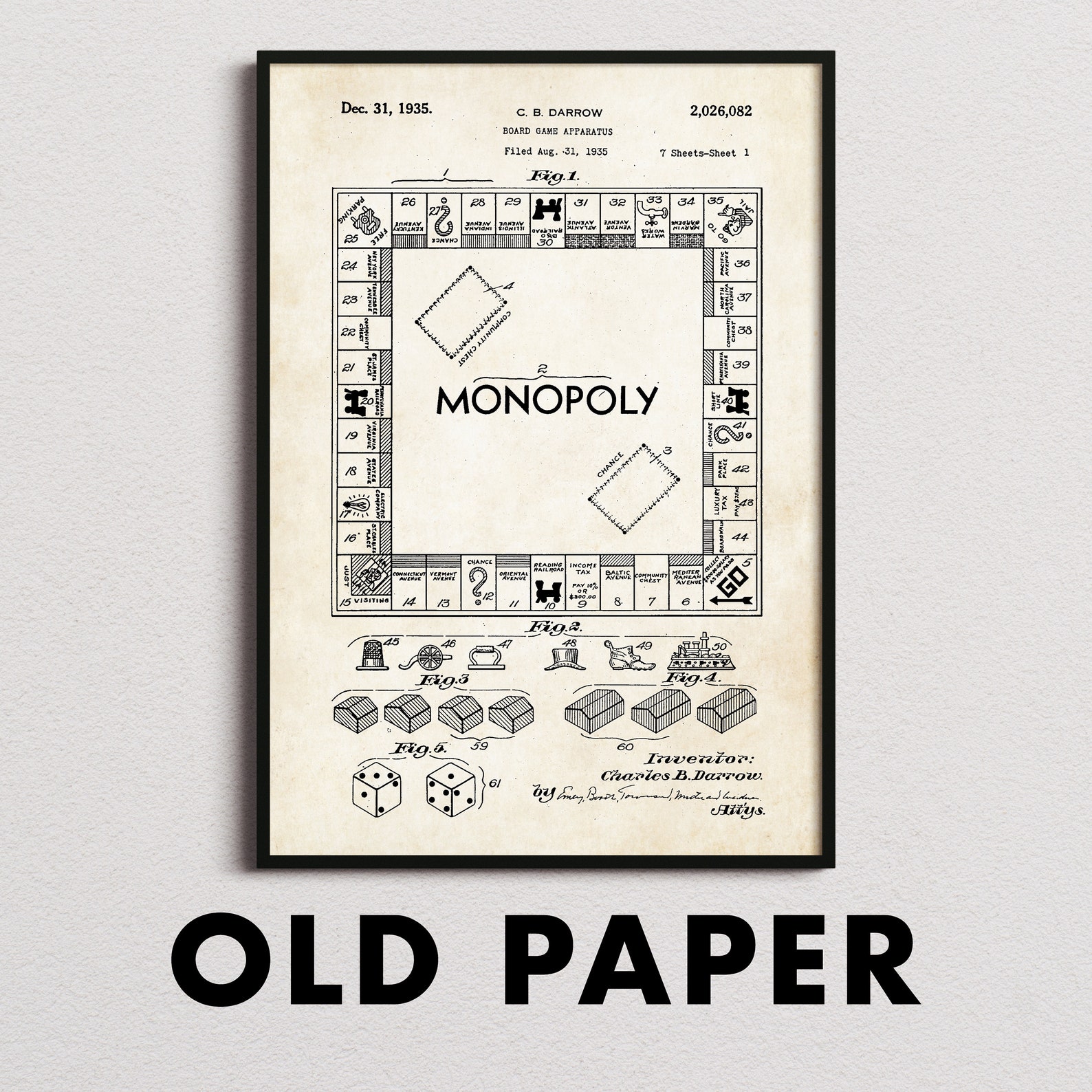 Monopoly Patent Print, Monopoly Print, Monopoly Poster, Monopoly Gifts ...