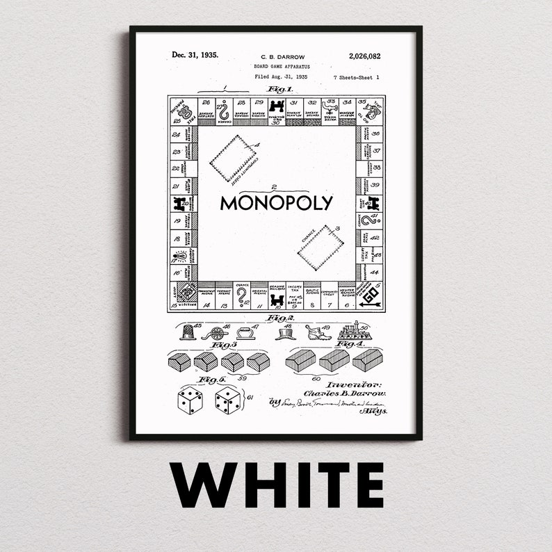 Monopoly Patent Print, Monopoly Print, Monopoly Poster, Monopoly Gifts ...