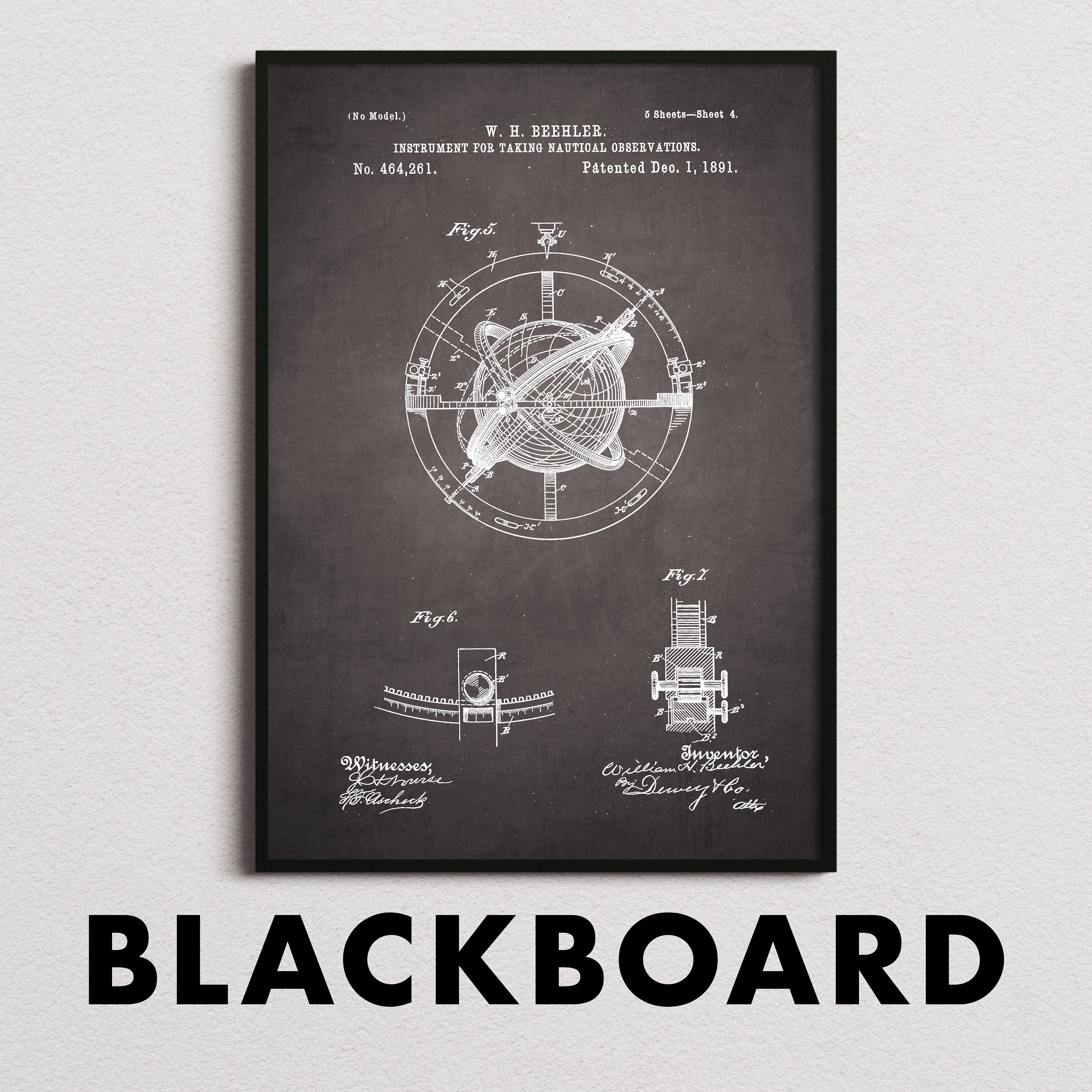 Nautical Compass 1891 Patent Print, Compass Print, Compass Poster ...