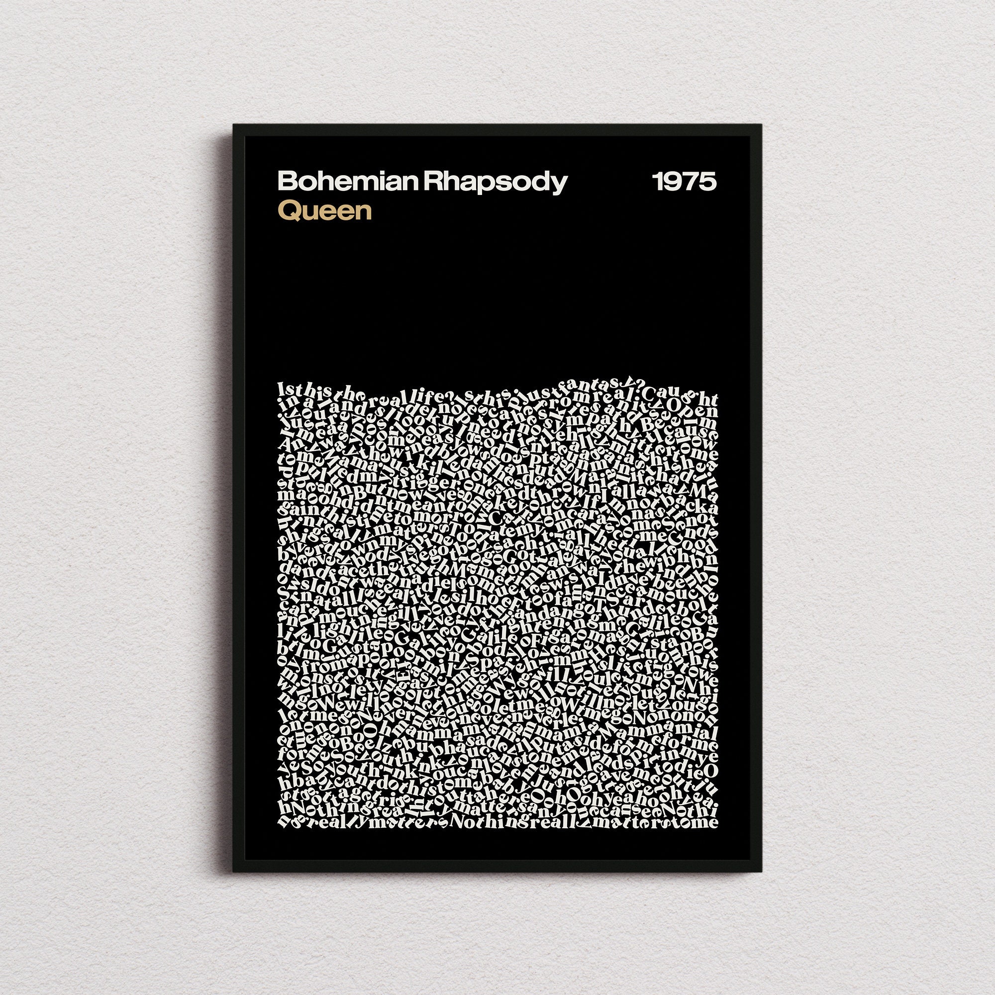 Queen Bohemian Rhapsody Song Lyrics Print, Queen Poster, Queen Print ...