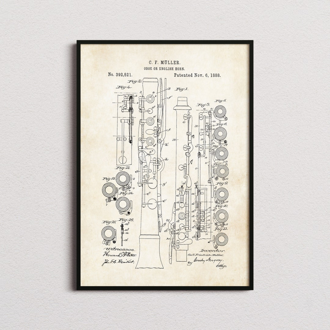Oboe Patent Print, Oboe Print, Oboe Poster, Music Teacher Gifts, Music Room Decor, Oboe Player ...