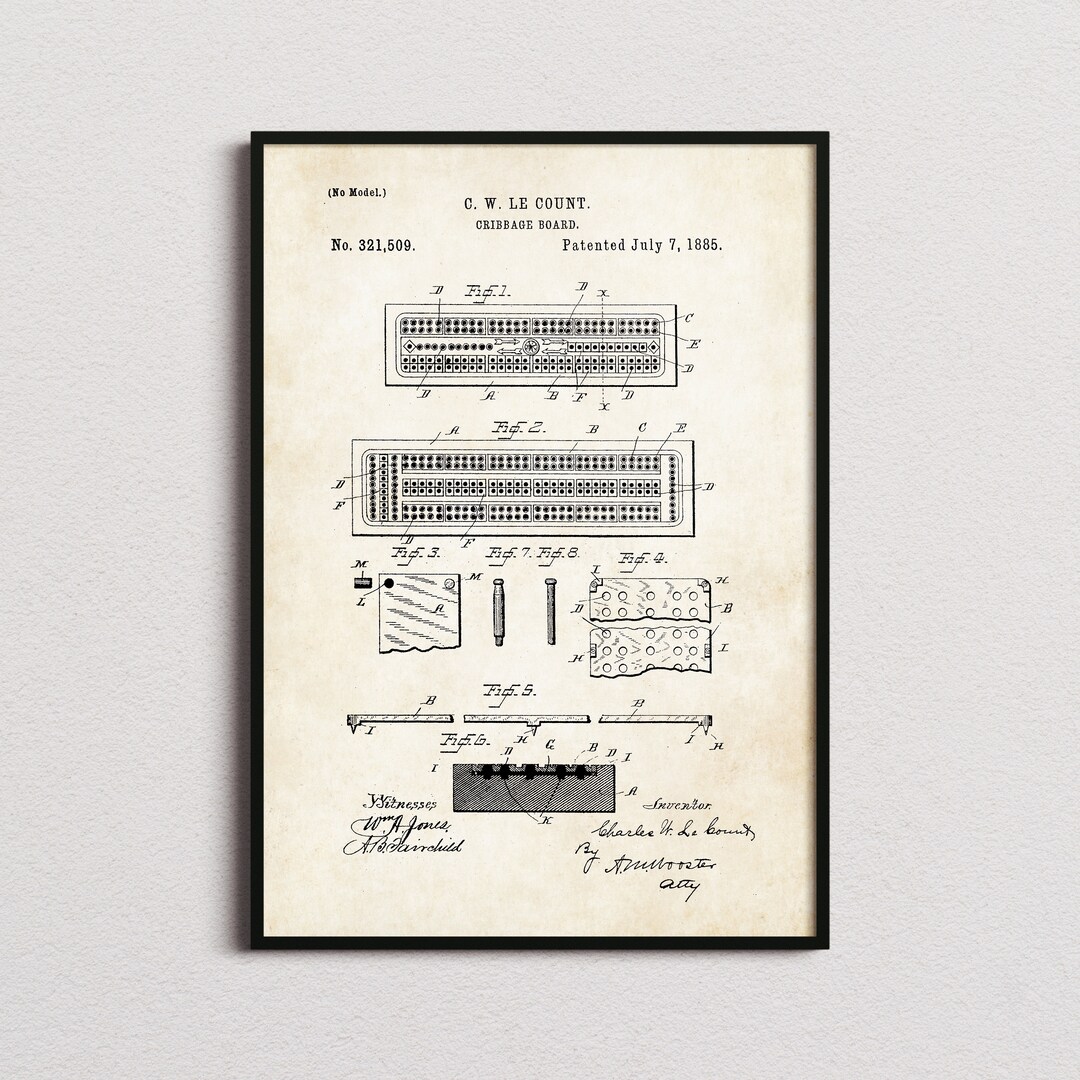Cribbage Board Patent Print, Cribbage Print, Cribbage Poster, Cribbage ...