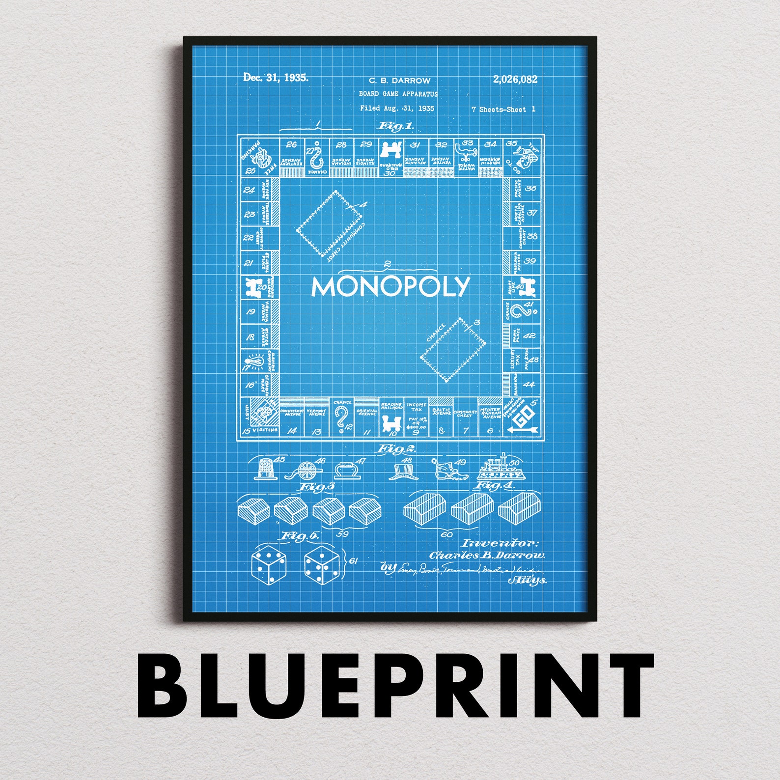 Monopoly Patent Print, Monopoly Print, Monopoly Poster, Monopoly Gifts ...