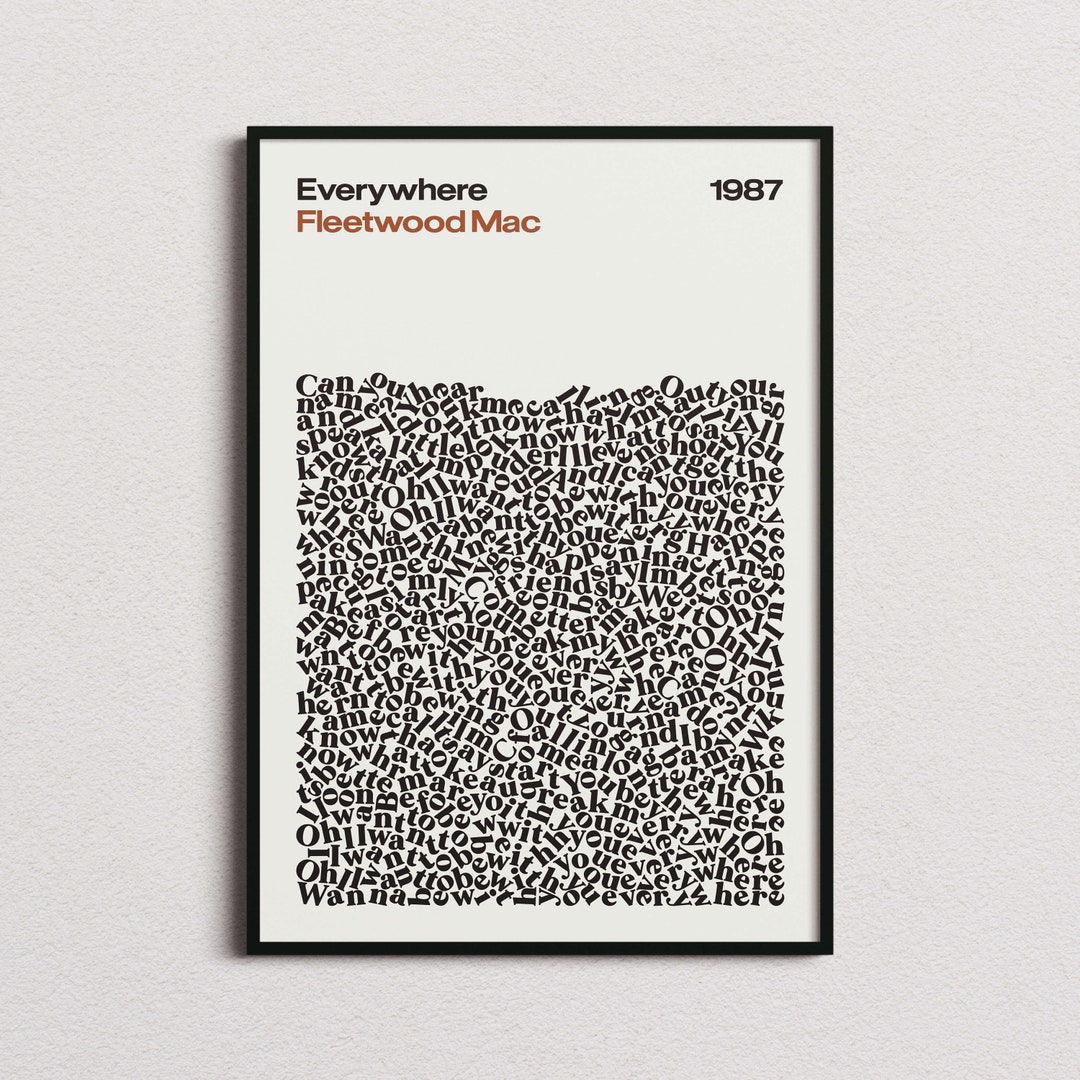 Fleetwood Mac Everywhere Song Lyrics Print, Fleetwood Mac Poster ...