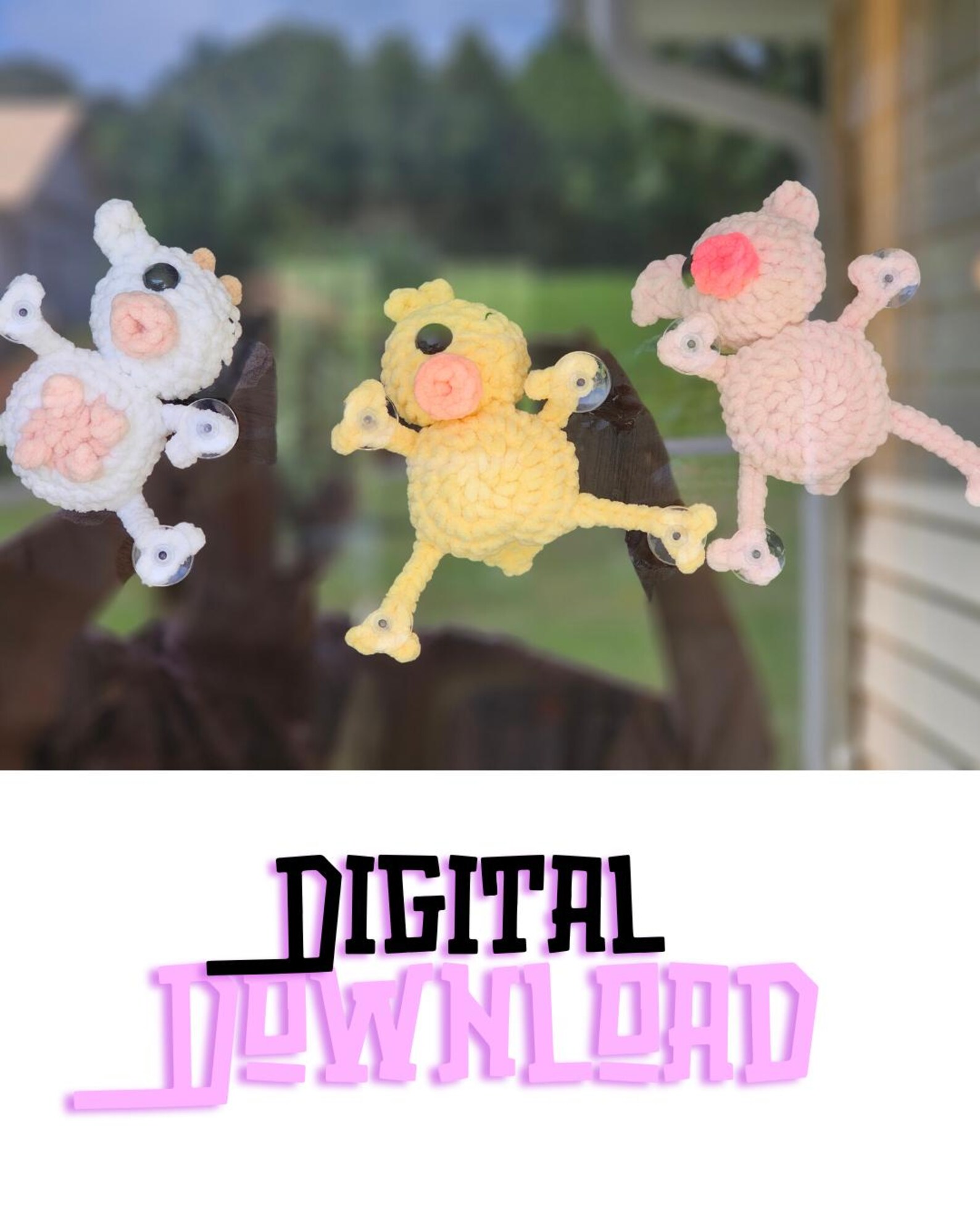 Window Cling Cow, Pig, and Chick - Etsy