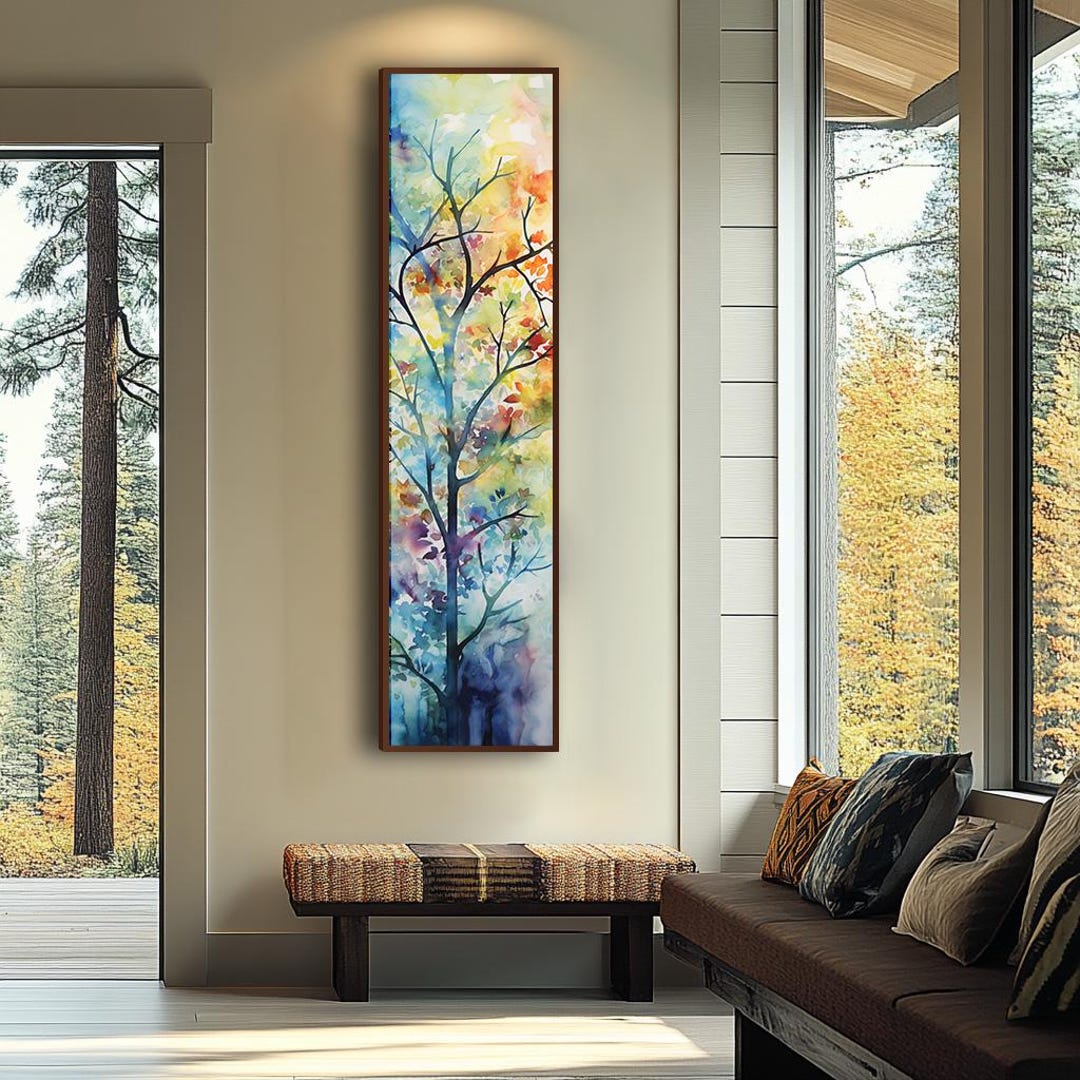 Long Narrow Wall Art, Tall Narrow Wall Art, Vertical Wall Art, Long ...