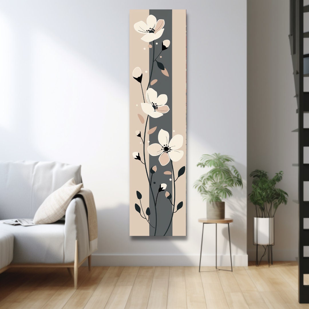 Long Narrow Wall Art, Tall Narrow Wall Art, Vertical Wall Art, Long ...