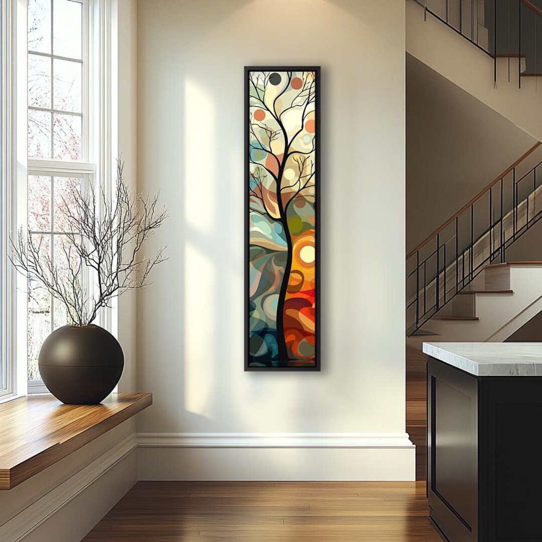 Long Narrow Wall Art, Tall Narrow Wall Art, Vertical Wall Art, Long ...