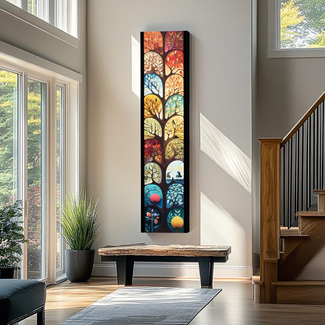 Long Narrow Wall Art, Tall Narrow Wall Art, Vertical Wall Art, Long ...