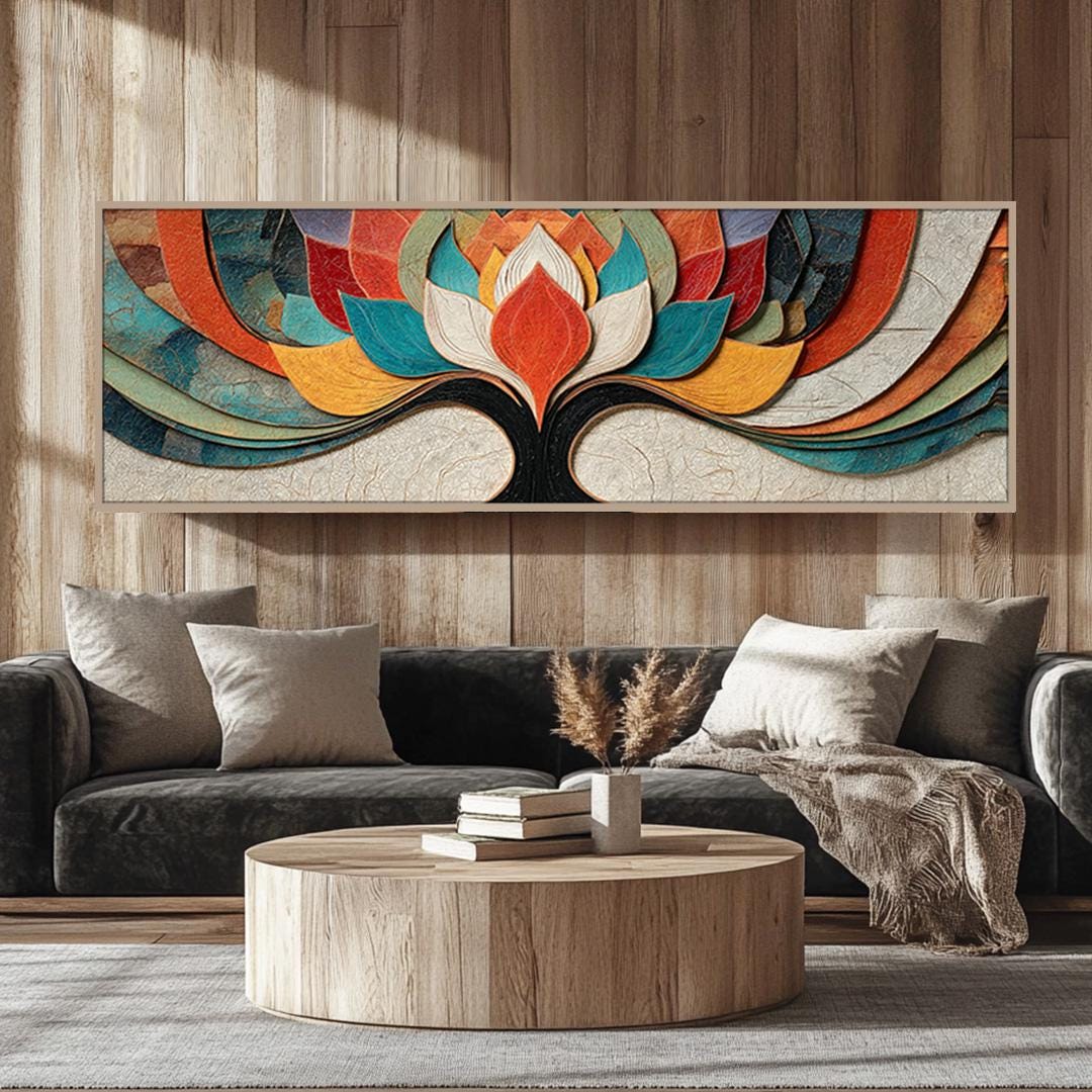 Narrow Horizontal Abstract Wall Art Abstract Modern Art, Wide ...