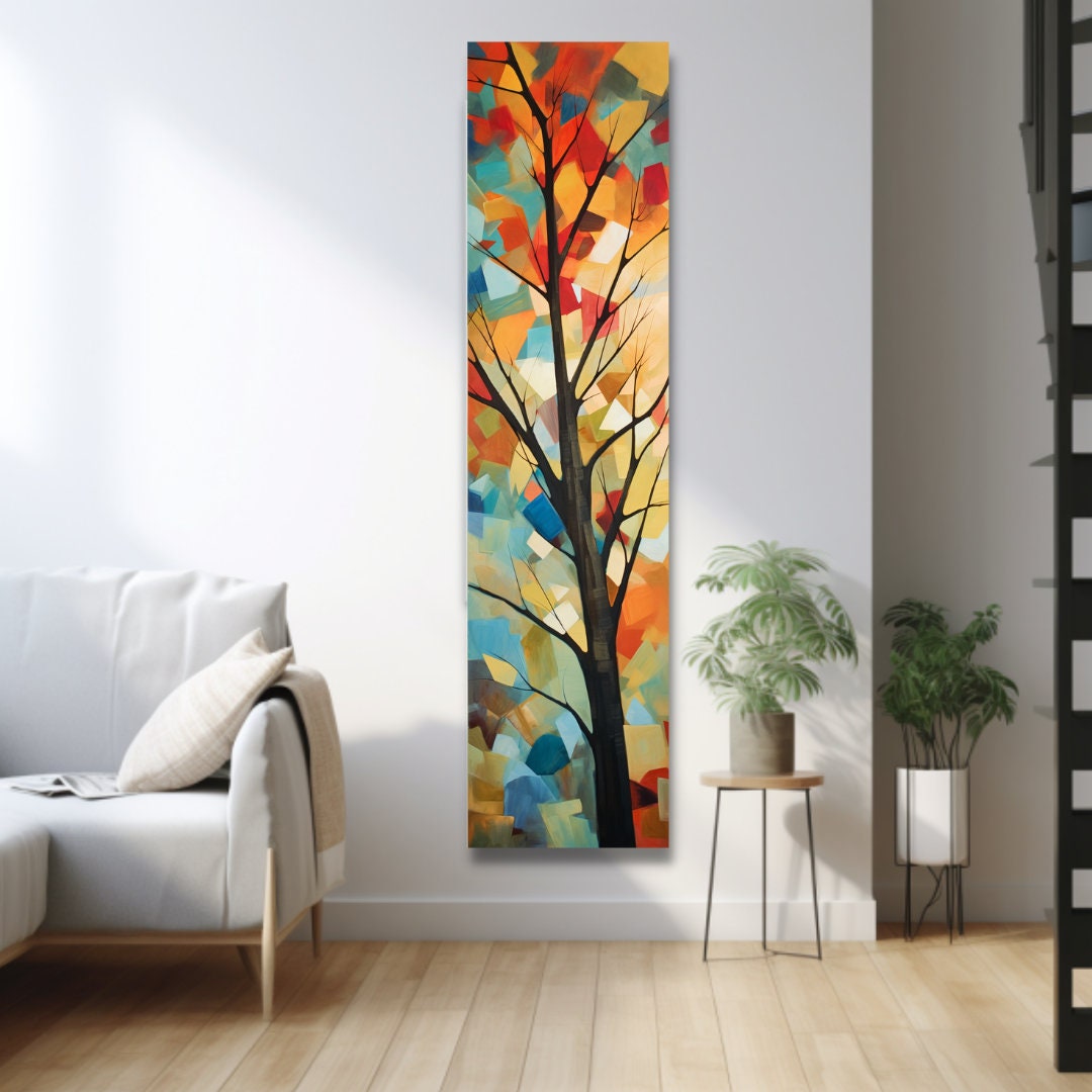 Long Narrow Wall Art, Tall and Thin Canvas Wall Art, Tree Wall Art ...