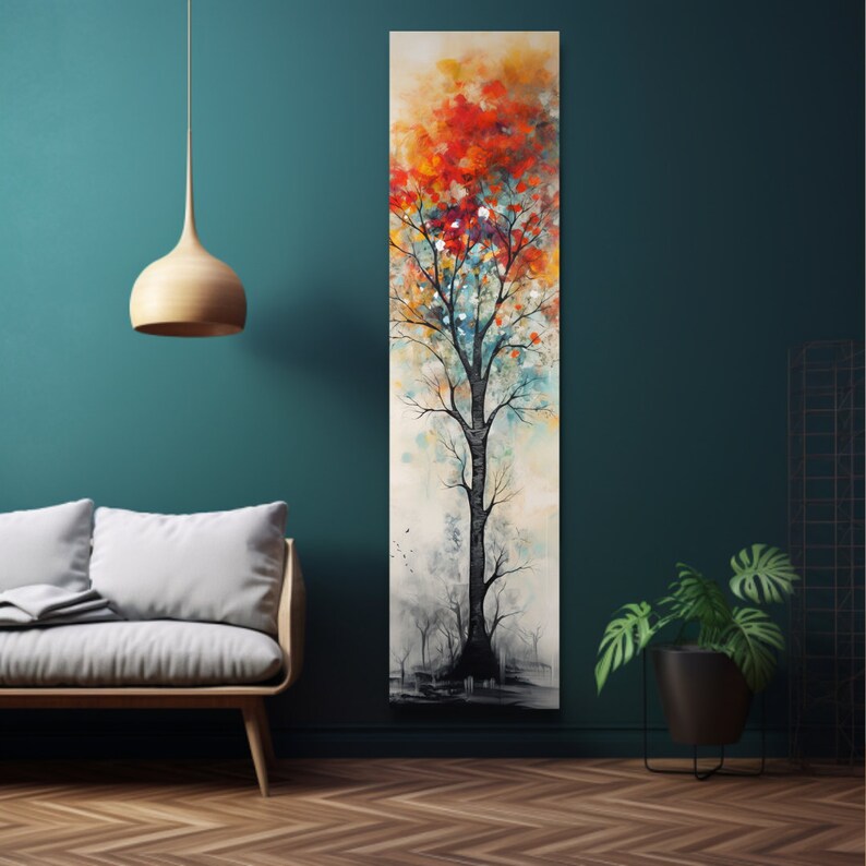 Long Narrow Wall Art Tall and Thin Canvas Wall Art Tree Wall - Etsy